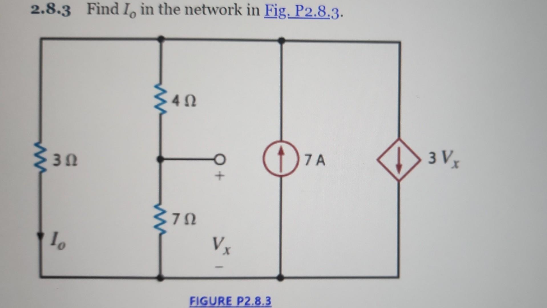 Solved 2.8.3 Find I0 in the network in Fig. P 2.8.3. | Chegg.com