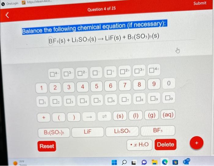 Solved Balance the following chemical equation (if | Chegg.com