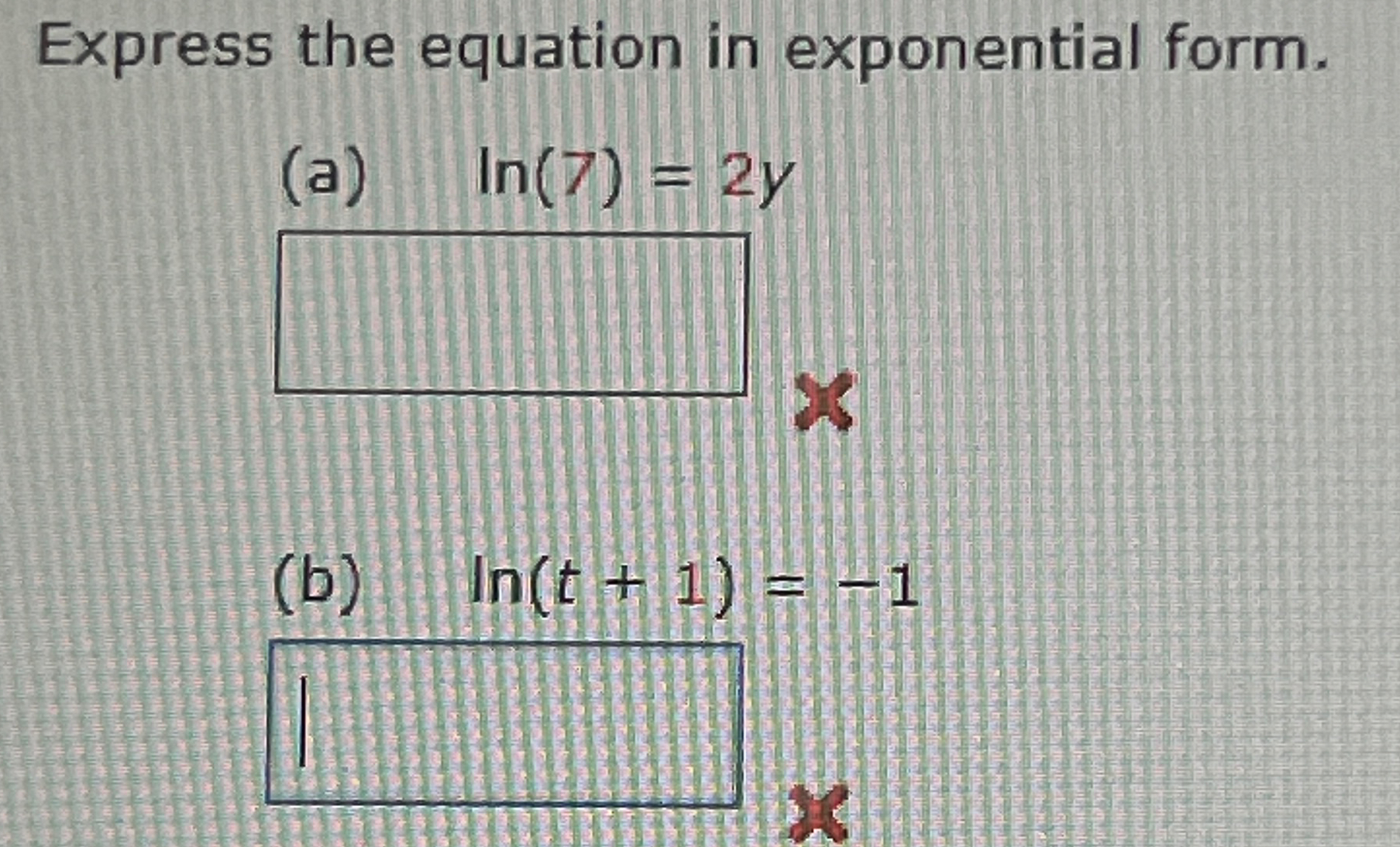 Solved Express the equation in exponential | Chegg.com