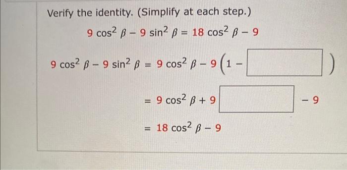 Solved Verify the identity. (Simplify at each step.) | Chegg.com