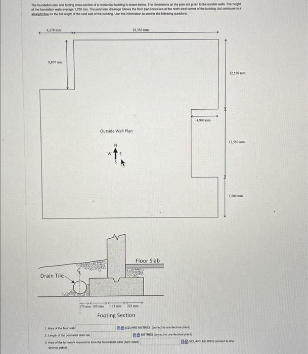 Solved The foundation plan and footing cross-section of a | Chegg.com