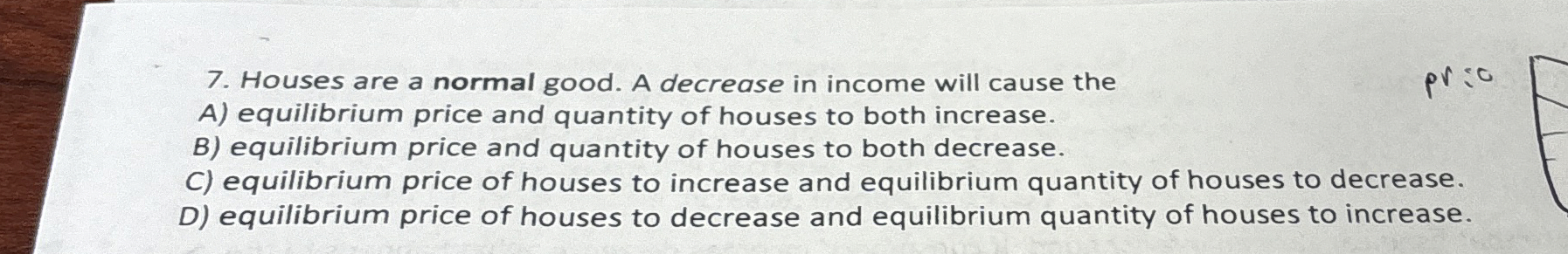 Solved Houses are a normal good. A decrease in income will | Chegg.com