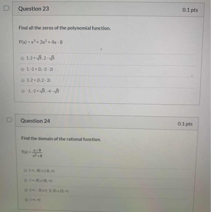 Solved Find the zeros of the polynomial function. State | Chegg.com