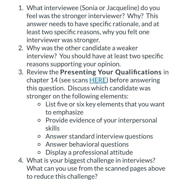 Solved 08 interviewing best foot forward or one step back | Chegg.com