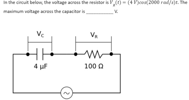 Solved In the circuit below the voltage across resistor is | Chegg.com