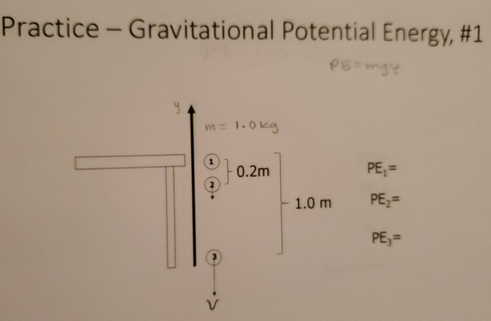Solved Practice - Gravitational Potential Energy, #1 PE=mgy | Chegg.com