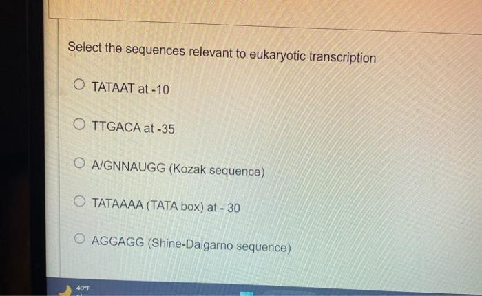 Solved Select the sequences relevant to prokaryotic | Chegg.com