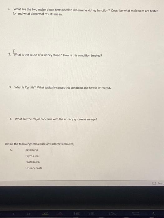 Solved 1 What Are The Two Major Blood Tests Used To Chegg