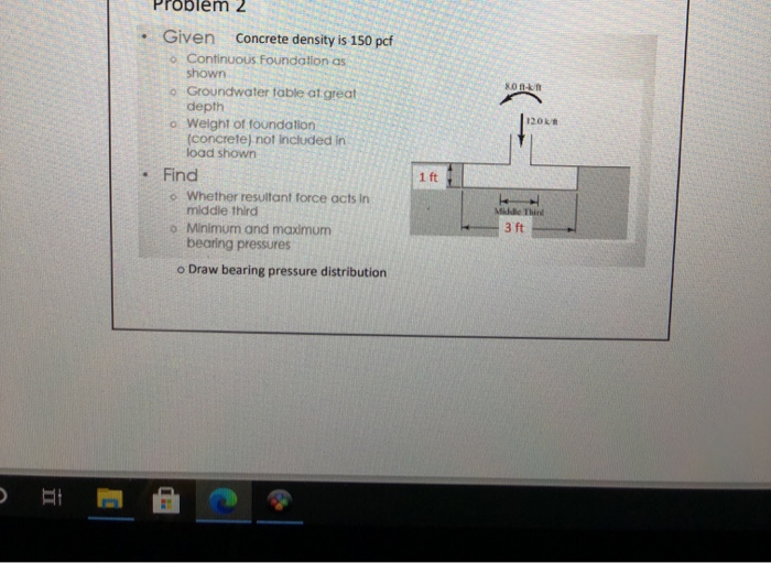 Solved em 2 XO- 120 Given concrete density is 150 pcf | Chegg.com