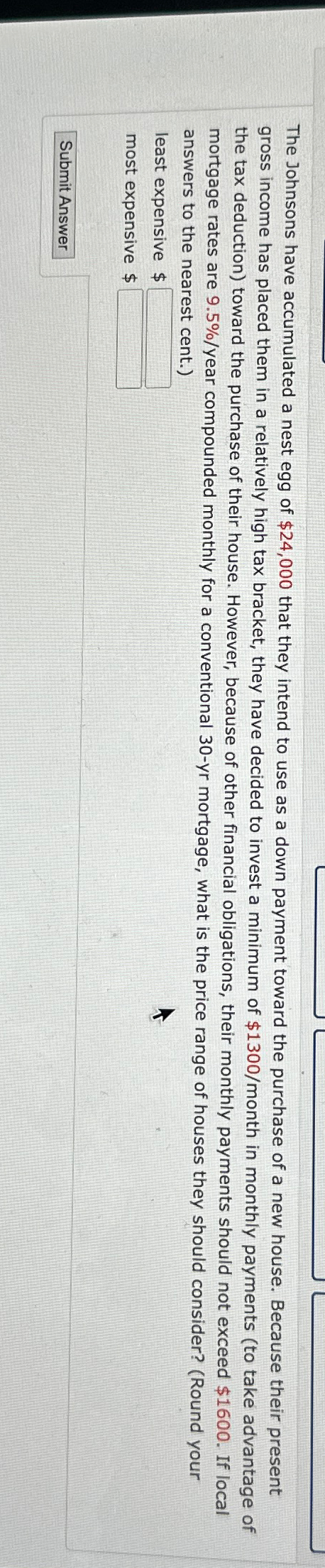 Solved The Johnsons have accumulated a nest egg of $24,000 | Chegg.com