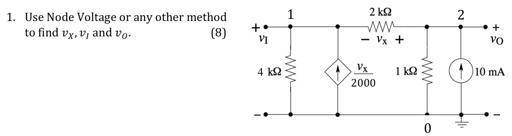 Solved Use Node Voltage or any other method to find vx,vI | Chegg.com