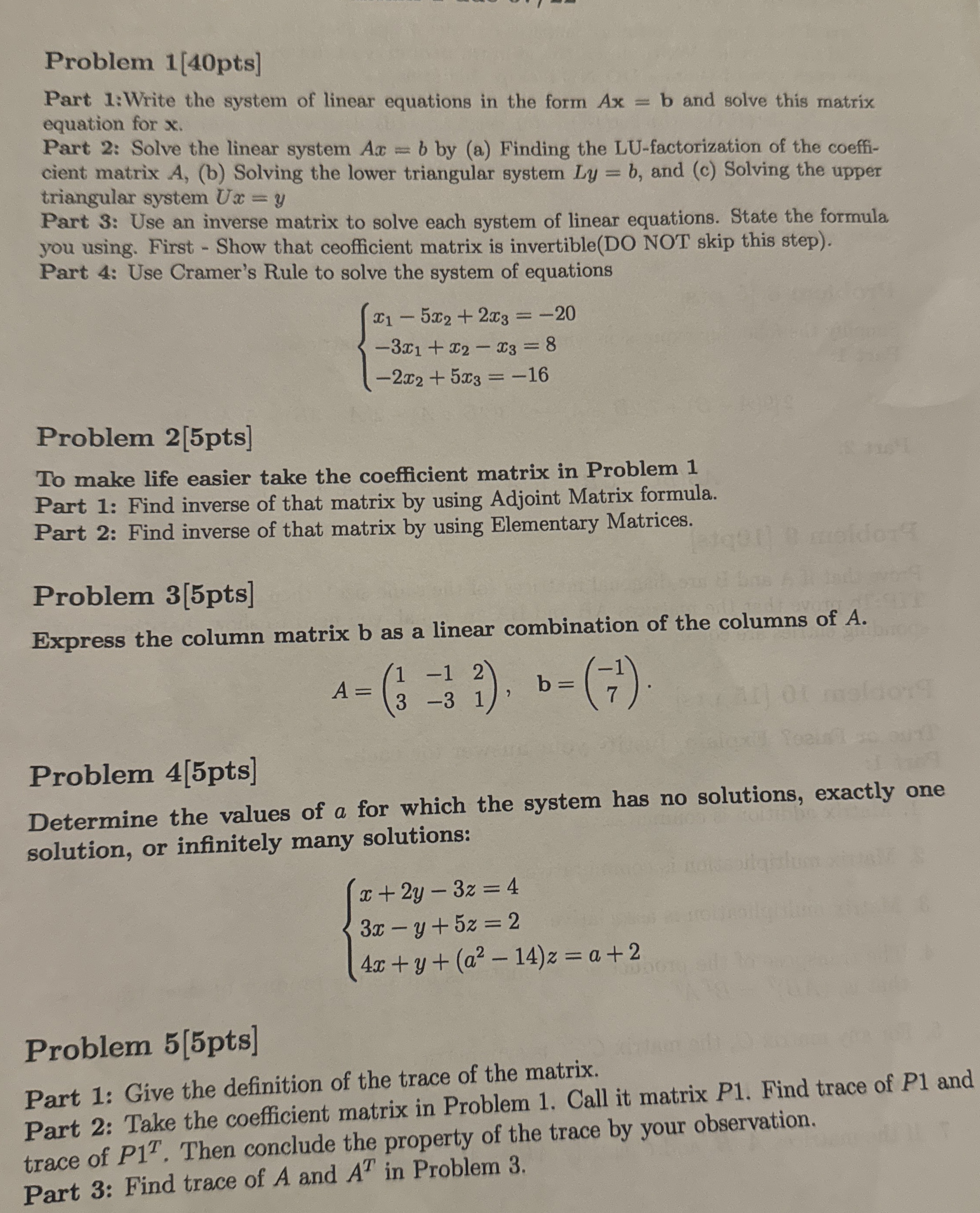 Solved Need on number5 ﻿Problem 1[40pts]Part 1: Write the | Chegg.com