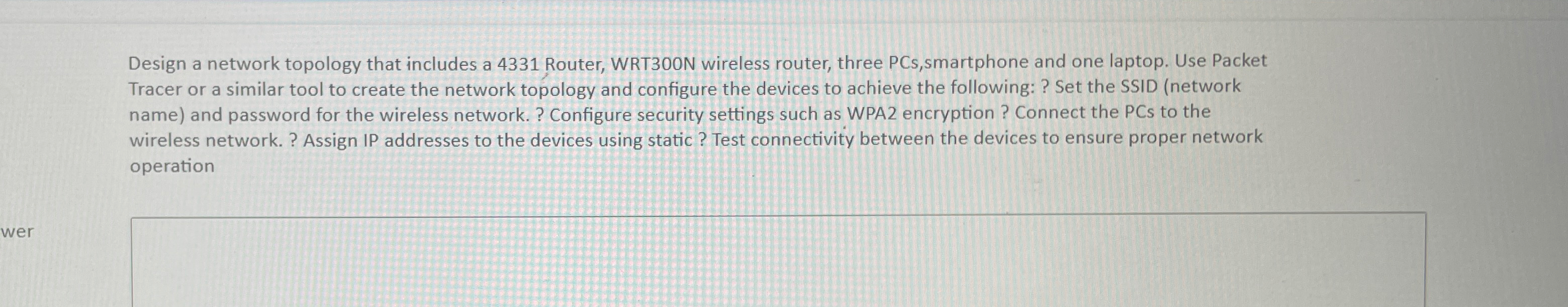 Solved Design a network topology that includes a 4331 | Chegg.com