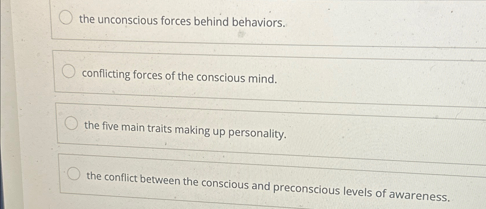 Solved the unconscious forces behind behaviors.conflicting | Chegg.com