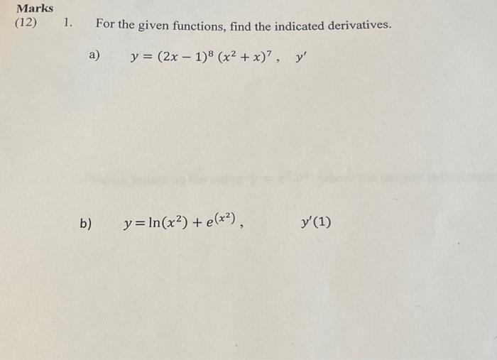 Solved For the given functions, find the indicated | Chegg.com