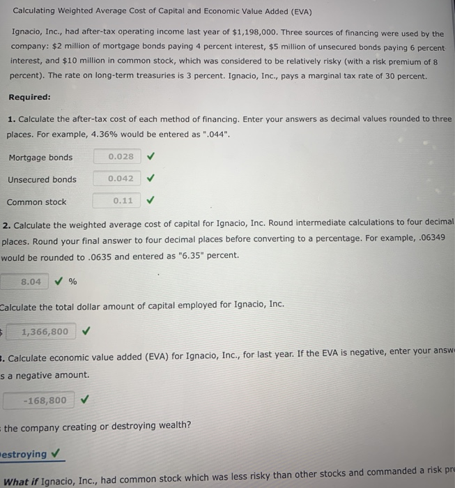 Solved Calculating Weighted Average Cost of Capital and | Chegg.com