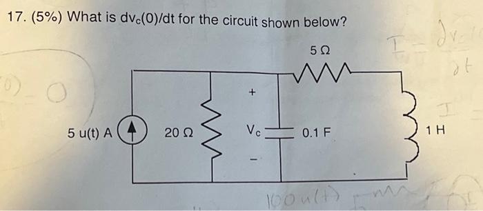 Solved 17. (5%) What is dvc(0)/dt for the circuit shown | Chegg.com