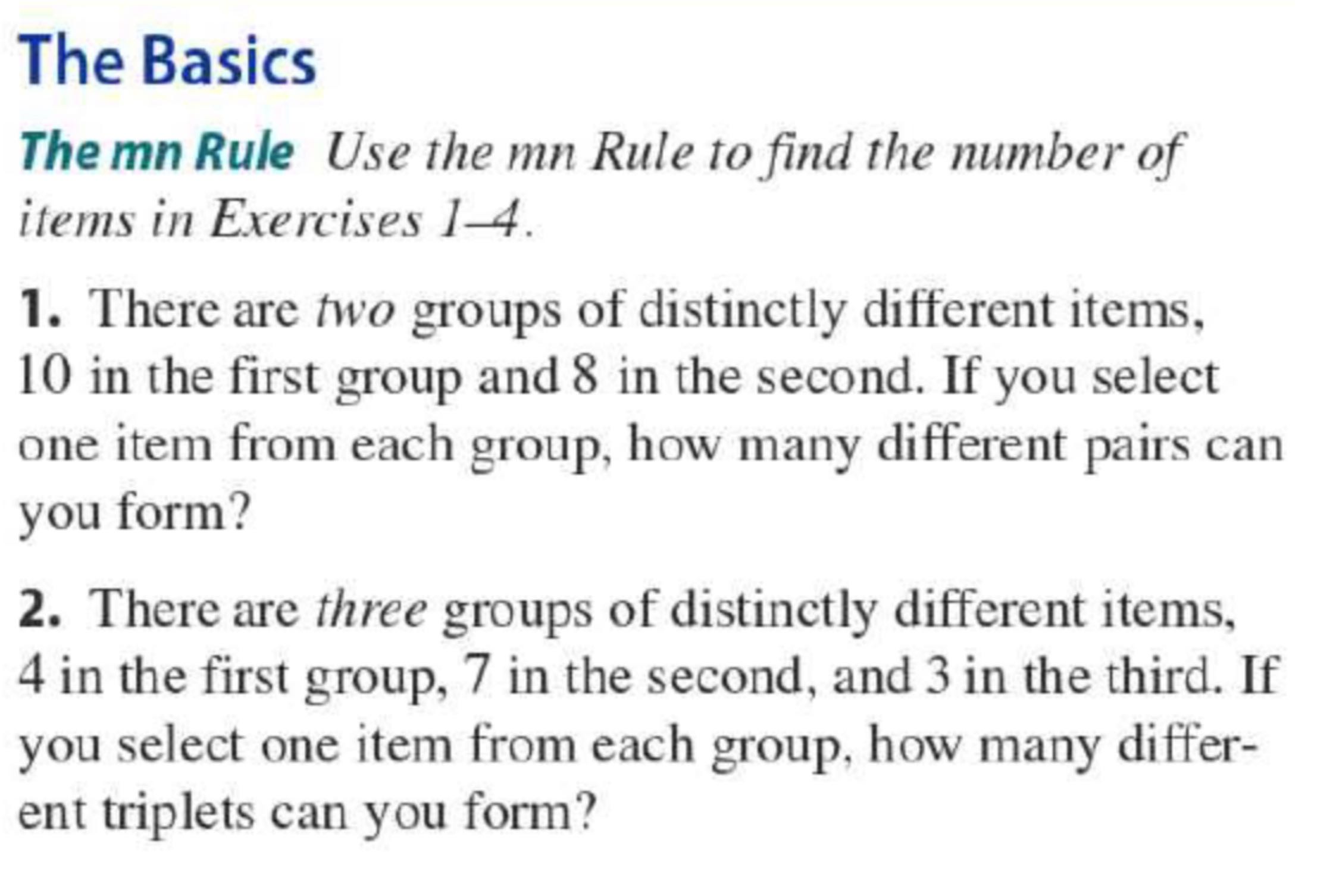 Solved The BasicsThe mn Rule Use the mn Rule to find the | Chegg.com
