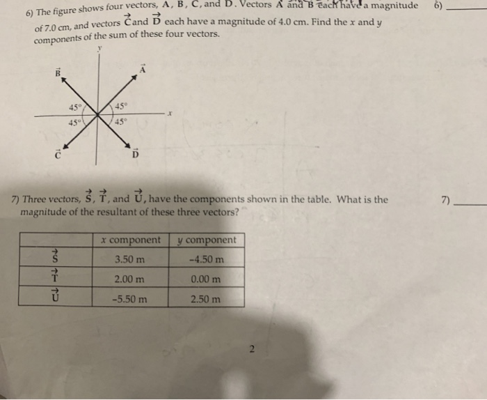 Solved 6) hows four vectors, A, B, C, and D. Vectors A and | Chegg.com Solved 6) hows four vectors, A, B, C, and D. Vectors A and | Chegg.com