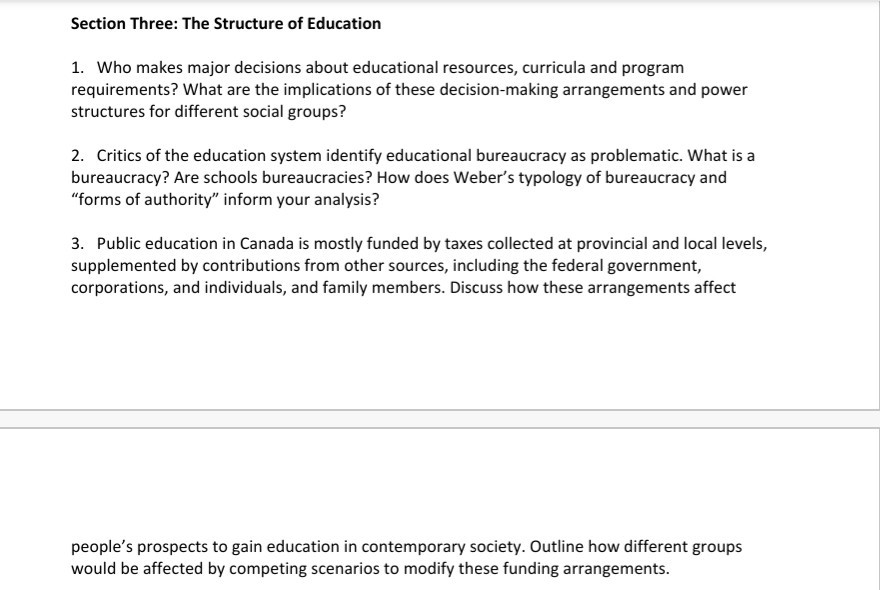 Section One: Sociology of Education 1.How do | Chegg.com