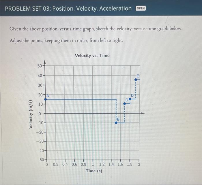 Solved PROBLEM SET 03: Position, Velocity, Acceleration OPEN | Chegg.com