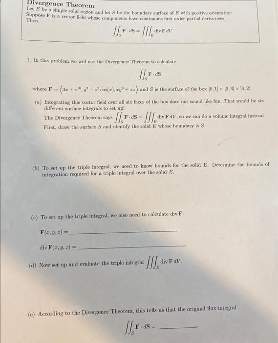 Solved Divergence Theorem Let E be a simple solid region and | Chegg.com