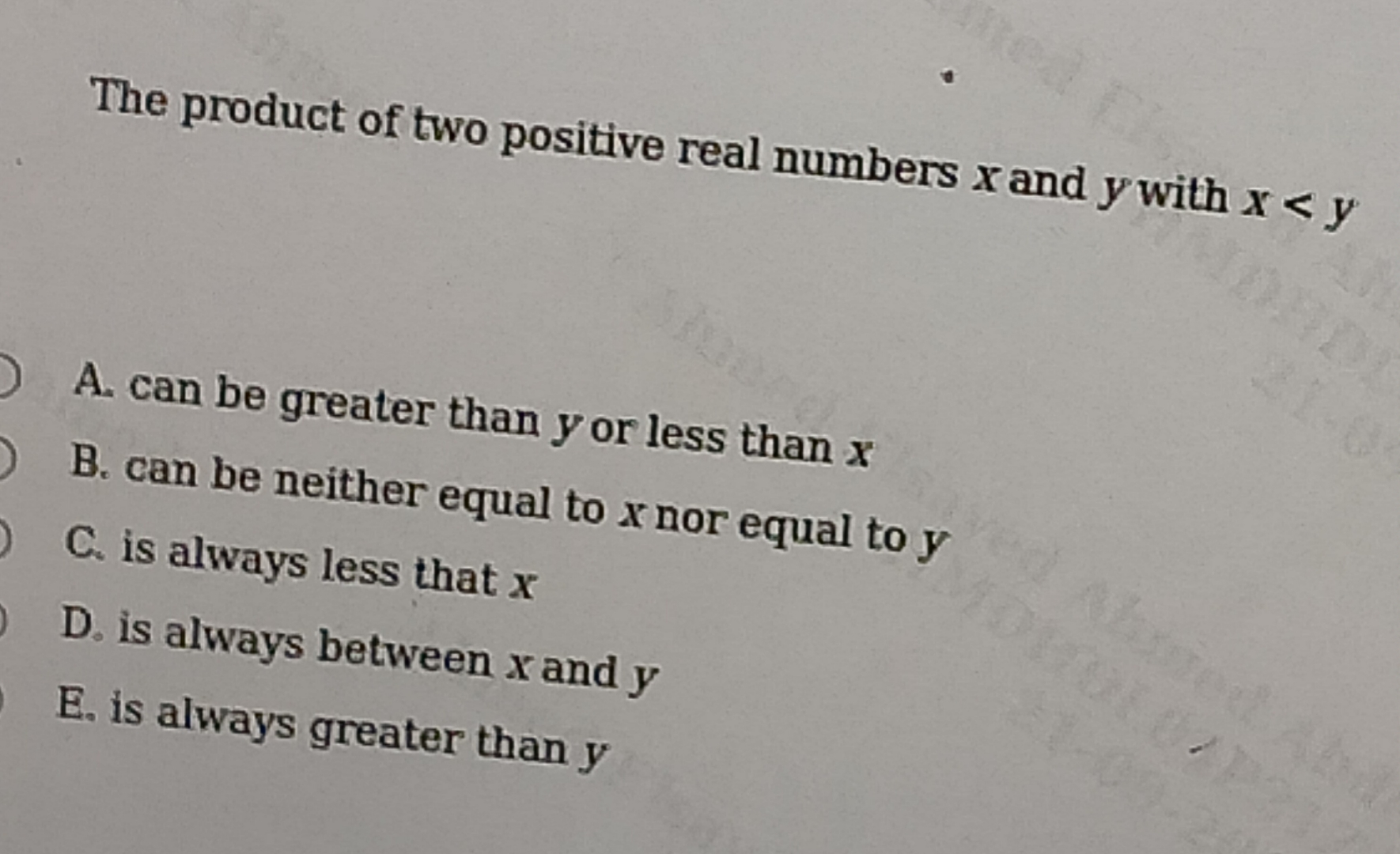 Solved The product of two positive real numbers x ﻿and y | Chegg.com