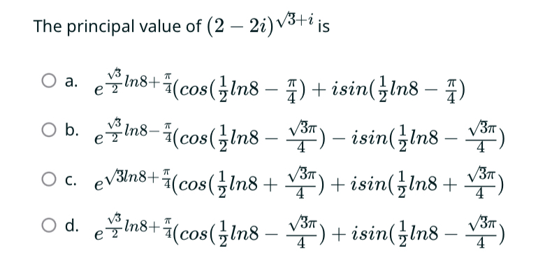 Solved The principal value of (2-2i)32+i ﻿isc. | Chegg.com