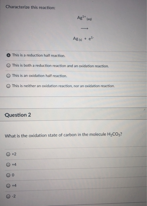 Solved Characterize this reaction: Ag1+ (aq) Ag (s) + el- | Chegg.com