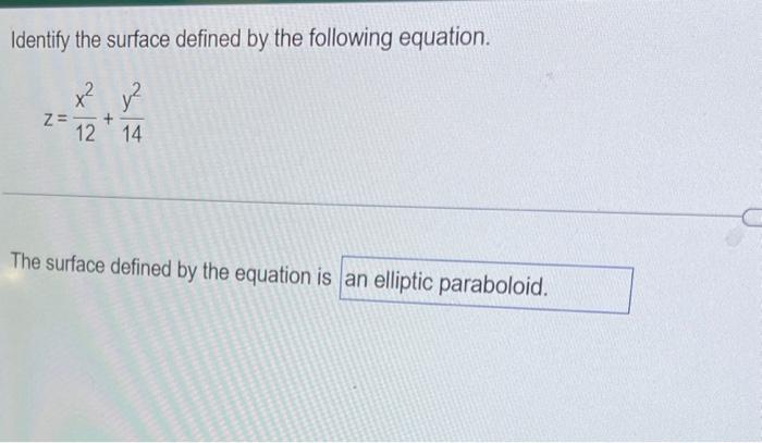 Solved Identify the surface defined by the following | Chegg.com