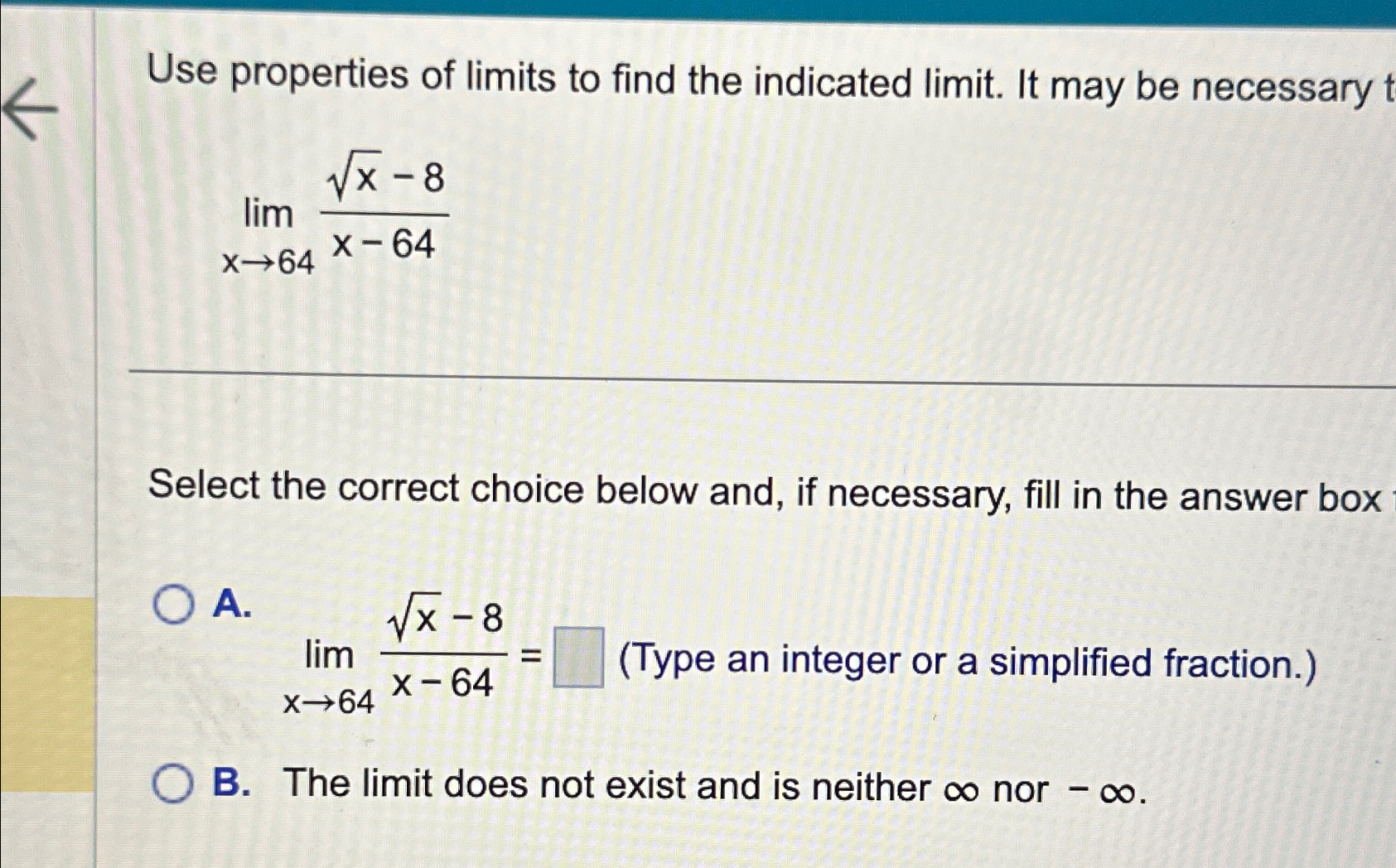 Solved Use properties of limits to find the indicated limit. | Chegg.com