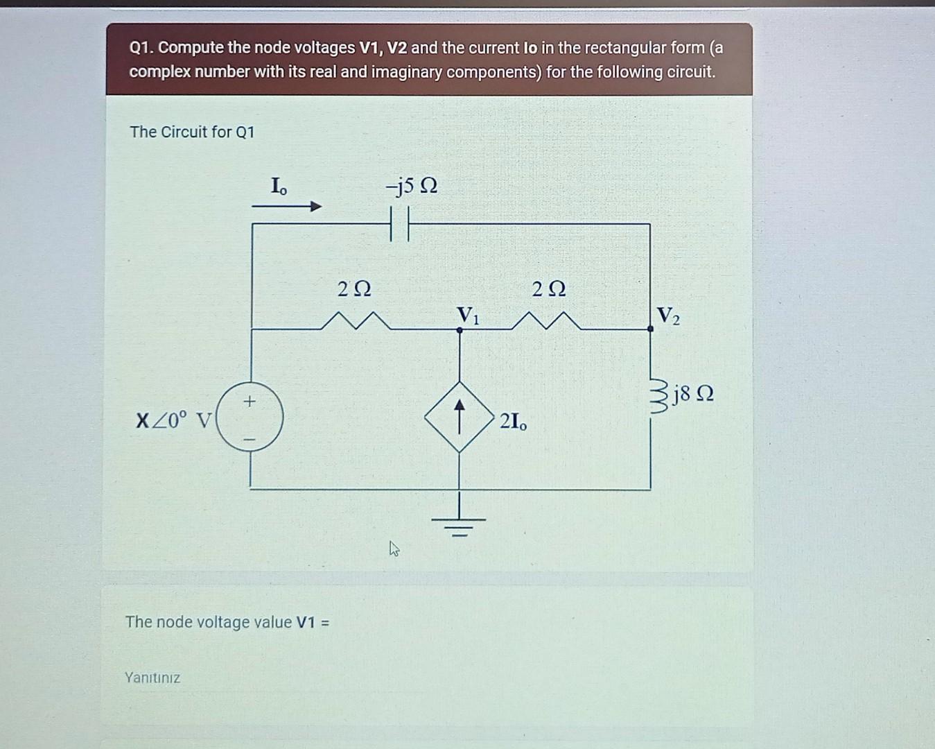 Solved Q1. Compute the node voltages V1, V 2 and the current | Chegg.com