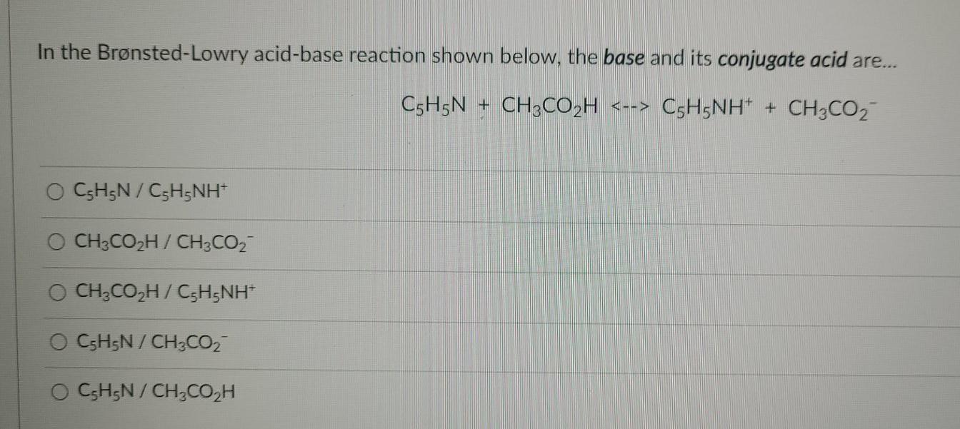 Solved In the Brønsted-Lowry acid-base reaction shown below, | Chegg.com