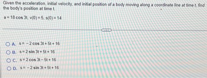 Given the acceleration | Chegg.com