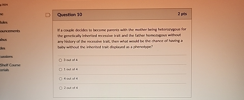 Solved Question 102 ﻿ptsIf a couple decides to become | Chegg.com
