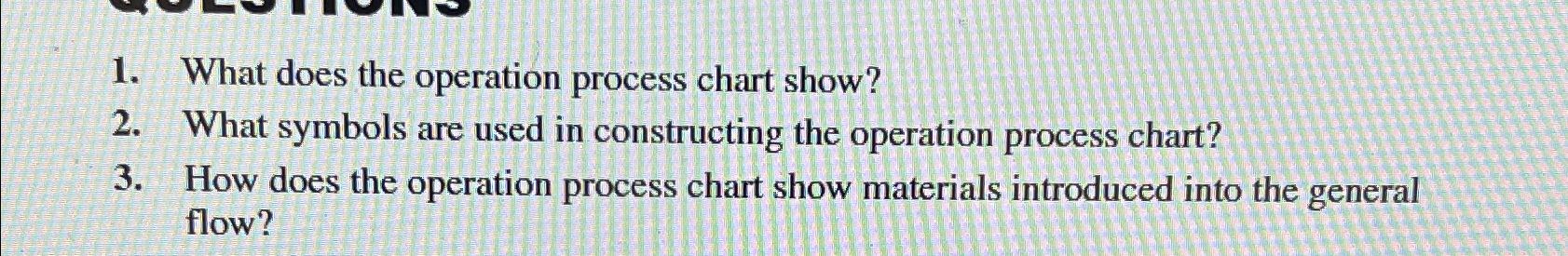 Solved What does the operation process chart show?What | Chegg.com