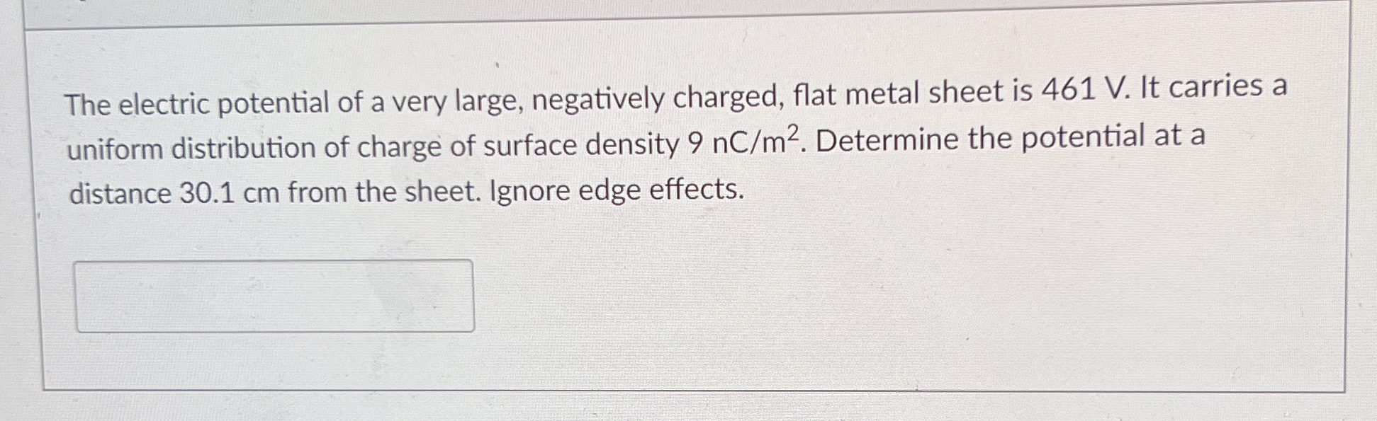 Solved The electric potential of a very large, negatively | Chegg.com