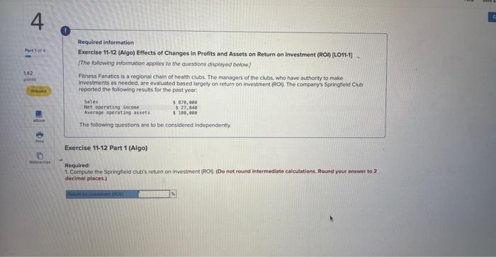 Solved Required information Exercise 11-12 (Algo) Effects of | Chegg.com