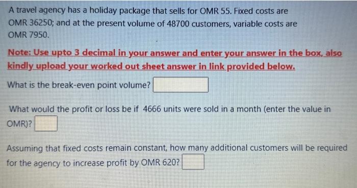 Solved A travel agency has a holiday package that sells for | Chegg.com