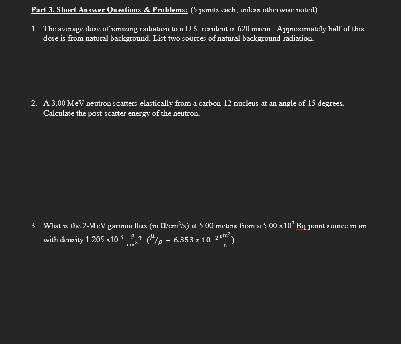 Solved The average dose of ionizing radiation to a U.S. | Chegg.com