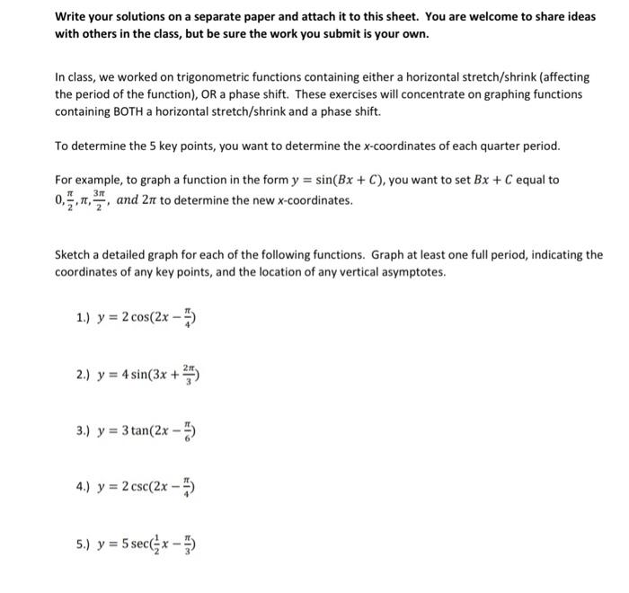 Solved Write your solutions on a separate paper and attach | Chegg.com