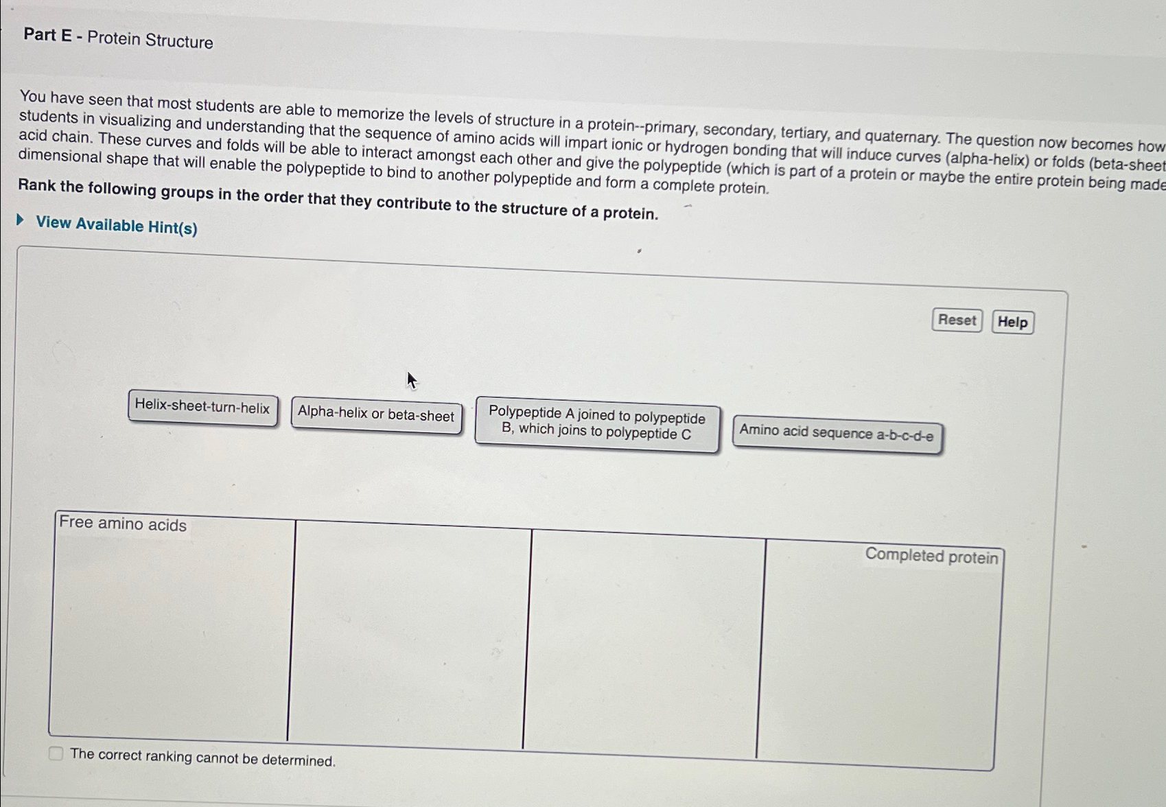 Solved Part E - ﻿Protein Structure students in visualizing | Chegg.com