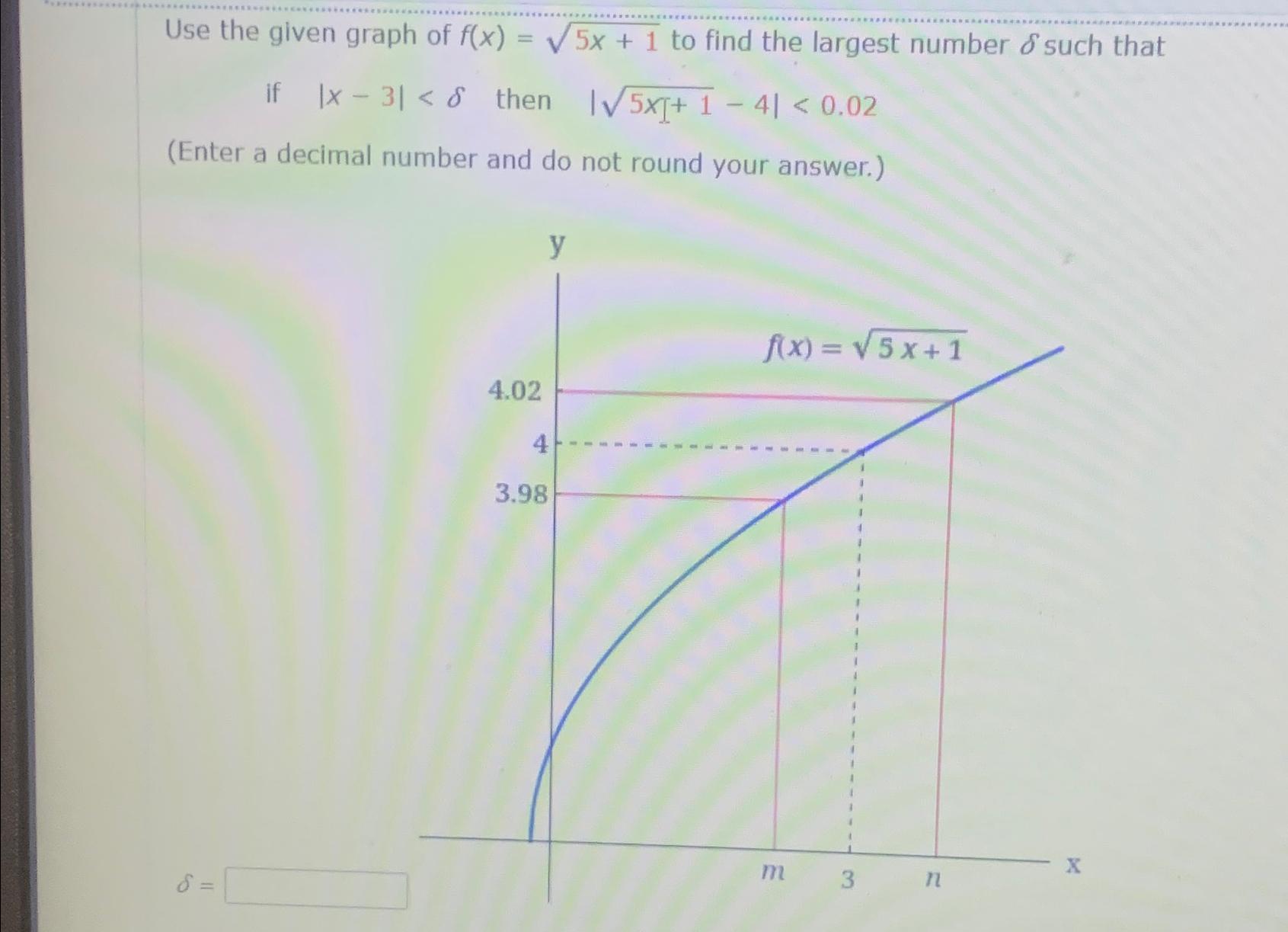 Solved Use the given graph of f(x)=5x+12 ﻿to find the | Chegg.com