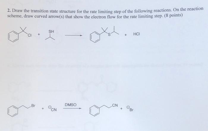 Solved 2. Draw the transition state structure for the rate | Chegg.com