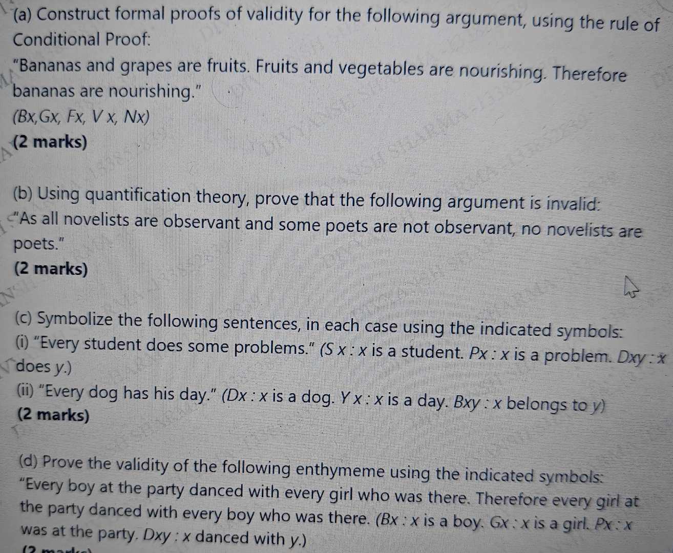 Solved (a) ﻿Construct formal proofs of validity for the | Chegg.com