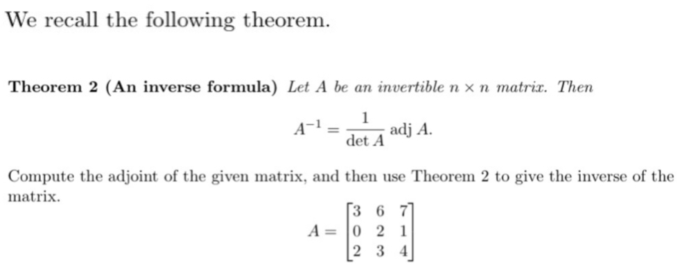 Solved We recall the following theorem.Theorem 2 (An inverse | Chegg.com