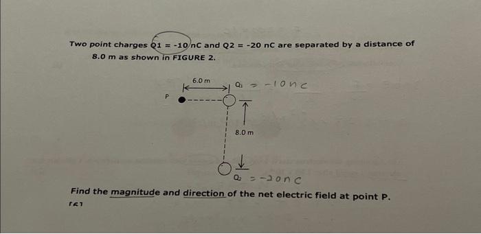Solved Two point charges Q1 = -10 nC and Q2 = -20 nC are | Chegg.com
