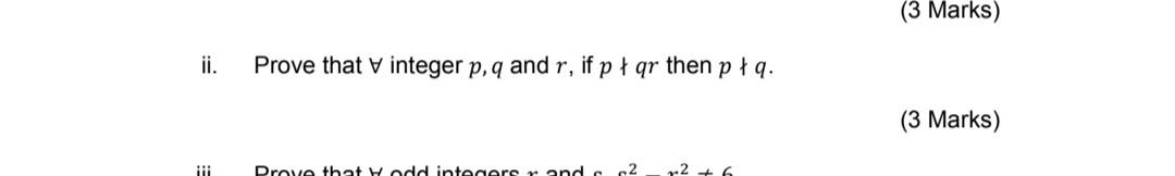 Solved 3 Marks Ii Prove That ∀ Integer Pq And R If P∤qr