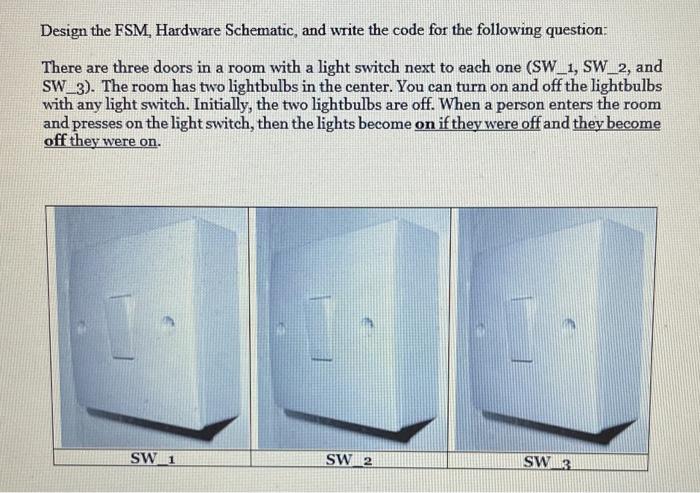 Solved Design the FSM, Hardware Schematic, and write the | Chegg.com