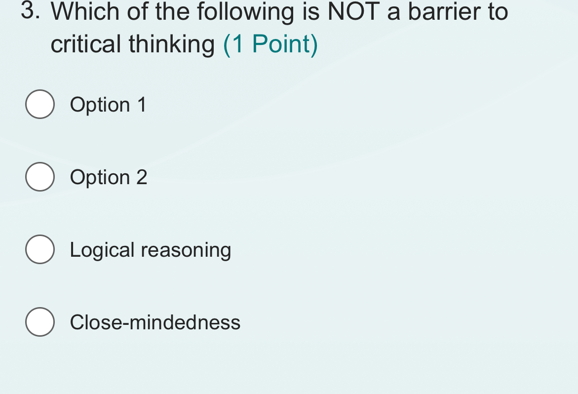 Solved Which of the following is NOT a barrier to critical | Chegg.com